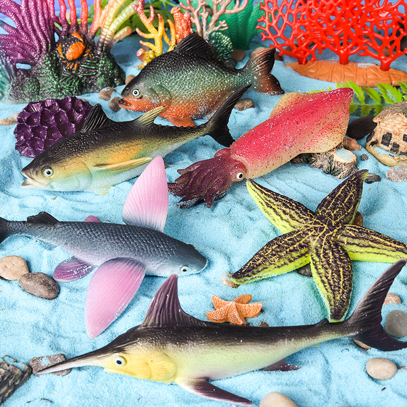 Soft rubber marine animal piranha squid seahorse swordfish tuna ...