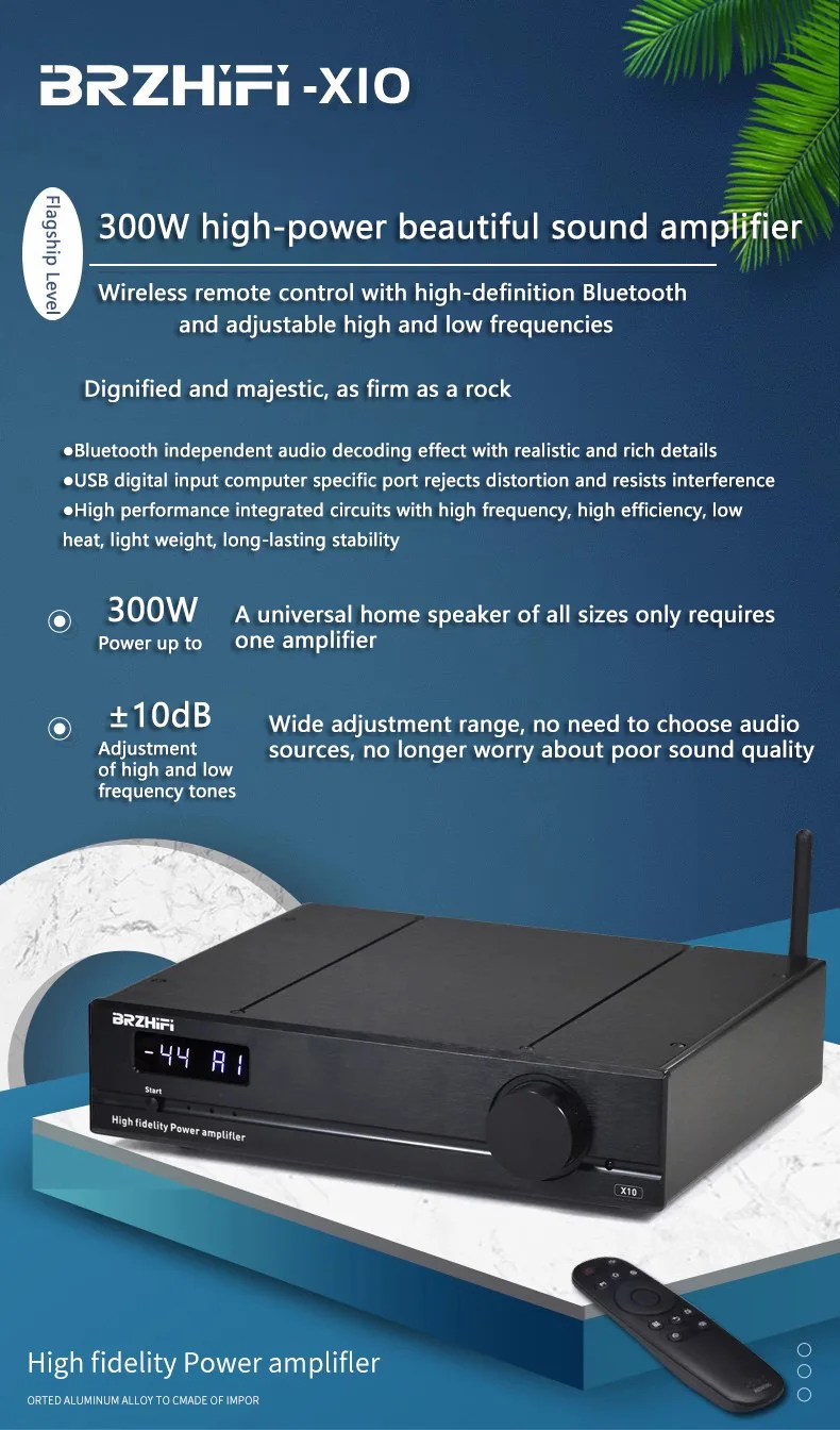 BRZHIFI Audio HIFI X10 Amplifier Stereo APTX BT 5.0 TPA3251 PCM5102A ...