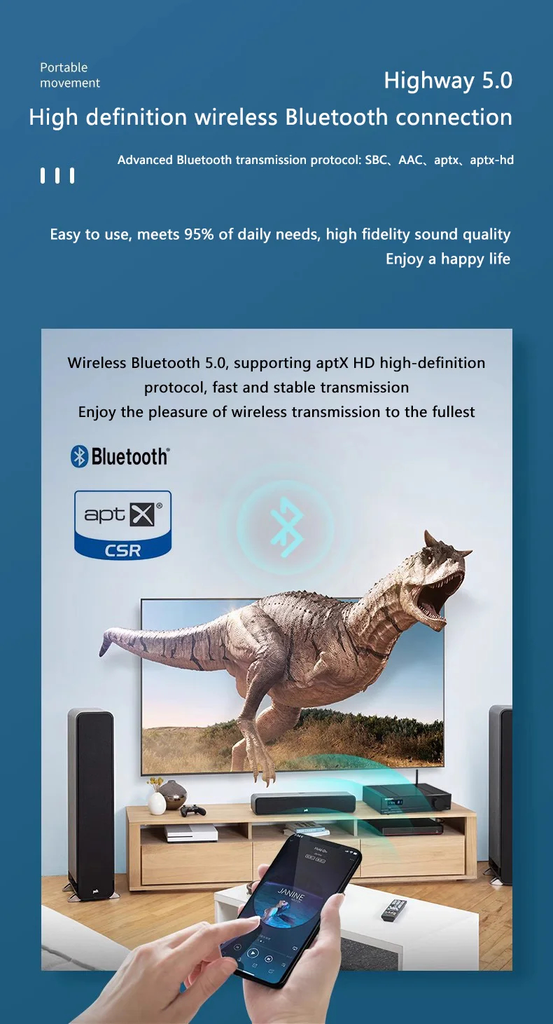 BRZHIFI Audio HIFI X10 Amplifier Stereo APTX BT 5.0 TPA3251 PCM5102A ...