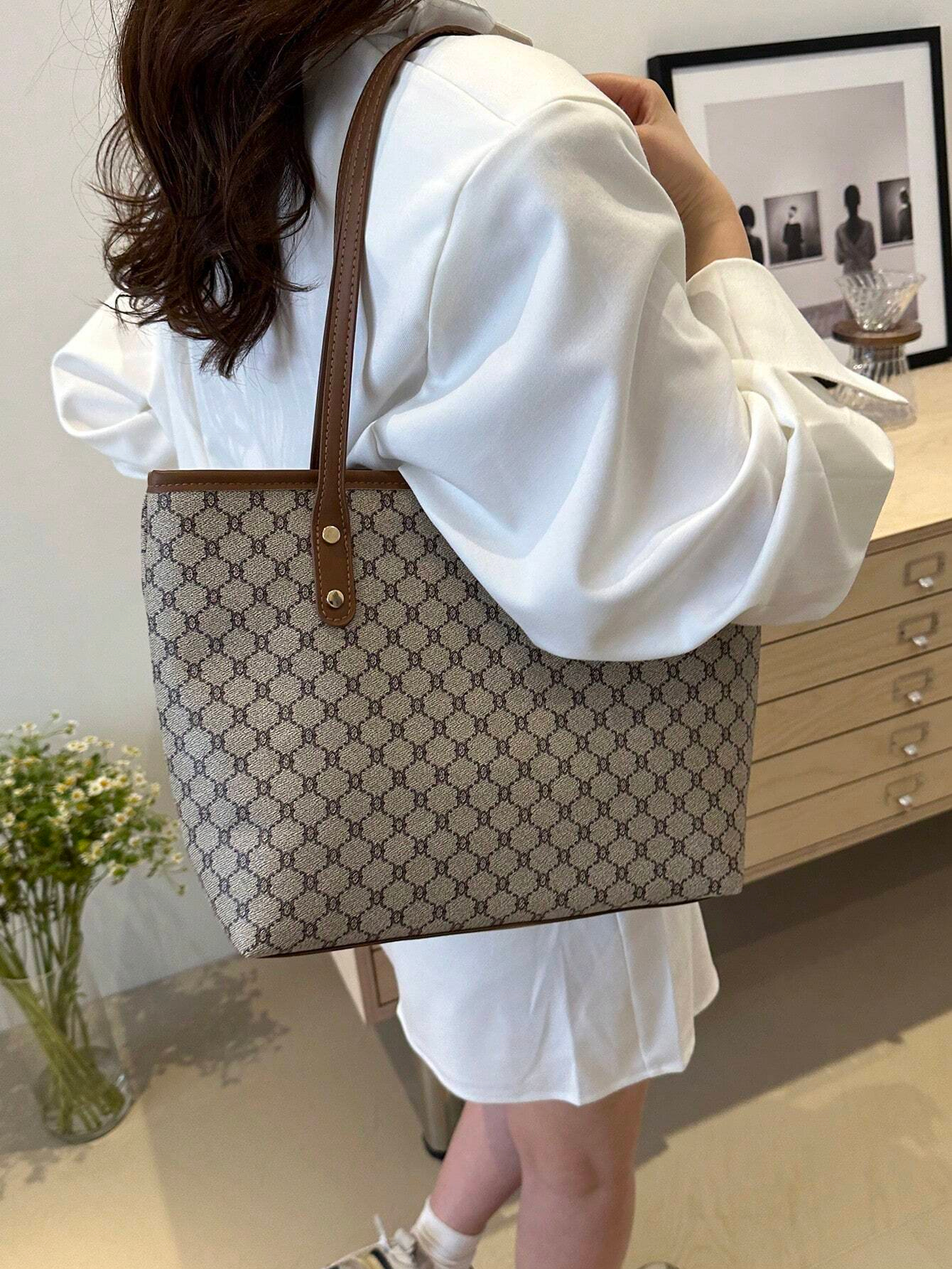 Tote Bag Women Retro Large Shoulder Beg Simple Underarm Tangan Wanita ...