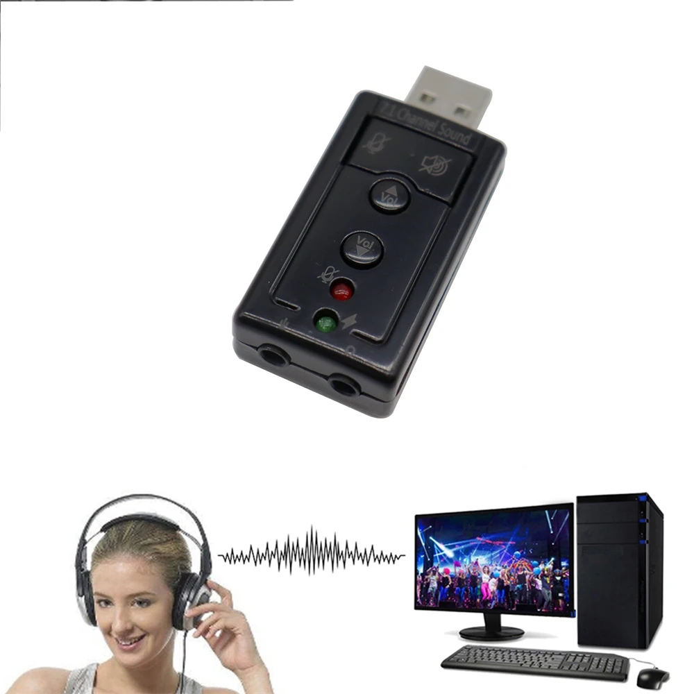 USB Sound Card 7.1 External Desktop Laptop Driver Free High Frequency USB Audio Jack | Shopee ...