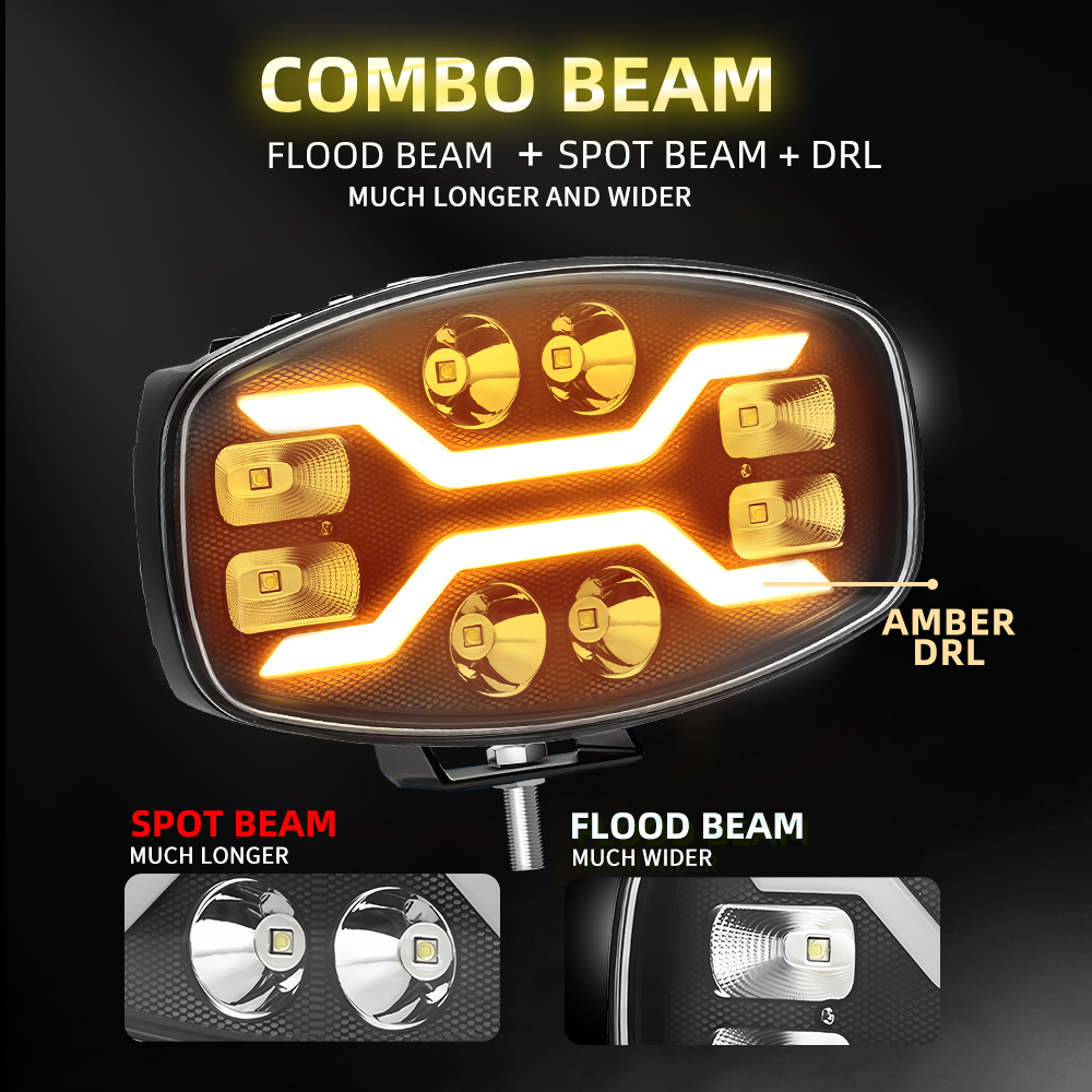 10 Inch Truck Lori Jumbo Spotlight 360W Flood Spot 12-24v Amber White ...