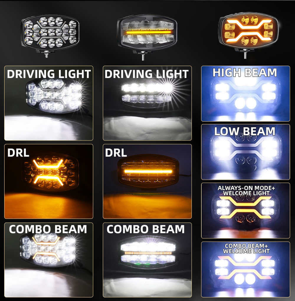 10 Inch Truck Lorry Jumbo Spotlight Combo Beam White Full LED 3000K DRL ...