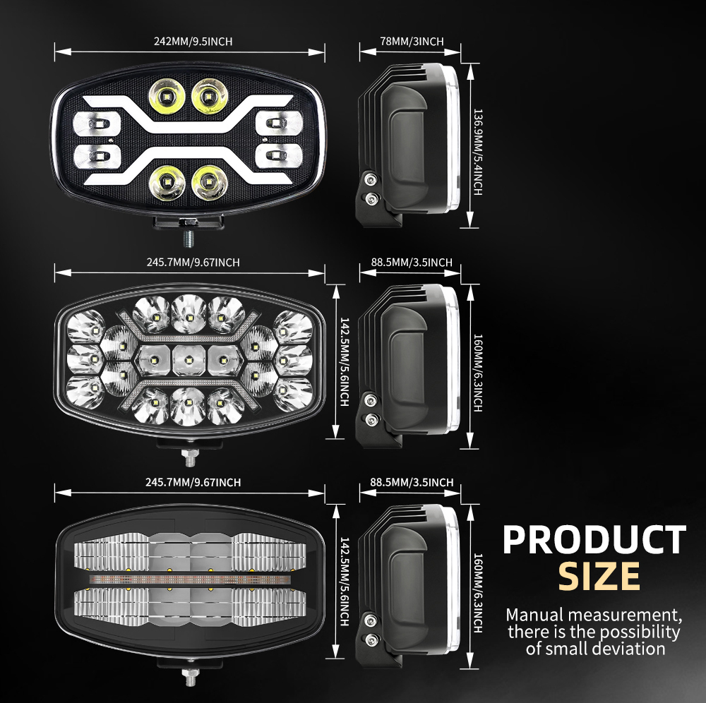 10 Inch Truck Lorry Jumbo Spotlight Combo Beam White Full LED 3000K DRL Auxiliary Fog Light ...