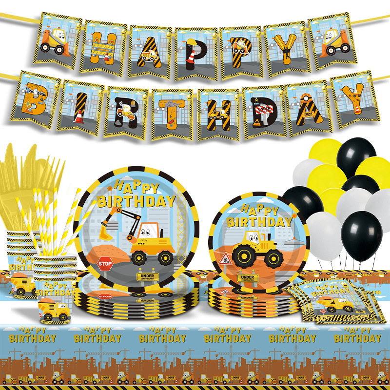 Construction Truck Party Decoration Set, Birthday Party Building ...