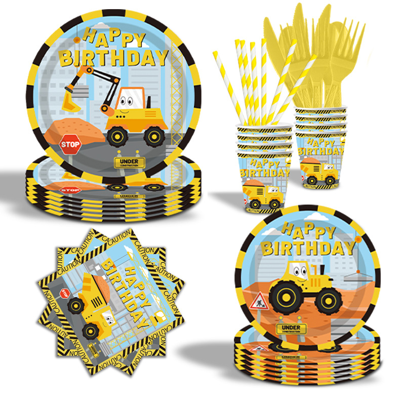 Construction Truck Party Decoration Set, Birthday Party Building ...