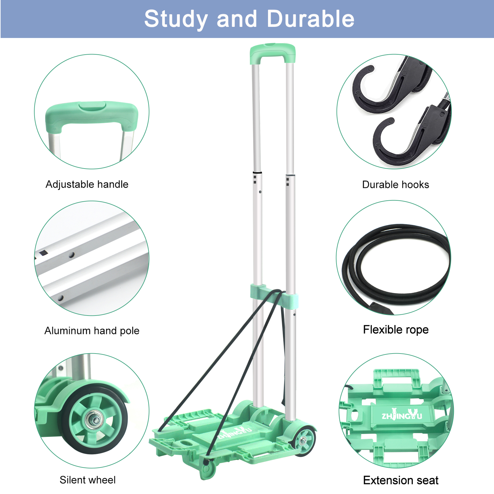 Multipurpose Foldable Aluminum Hand Truck With 2 Wheel Portable Hand ...