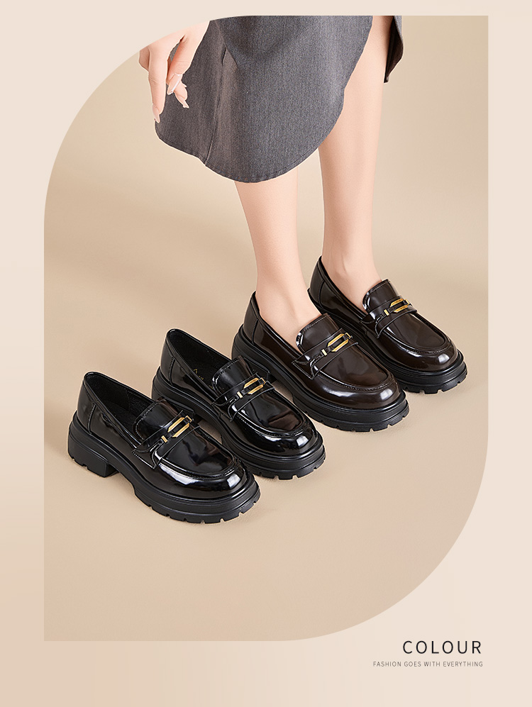 DUSTO Loafers - Thick Sole Leather Women's Shoes | Black/Brown ...