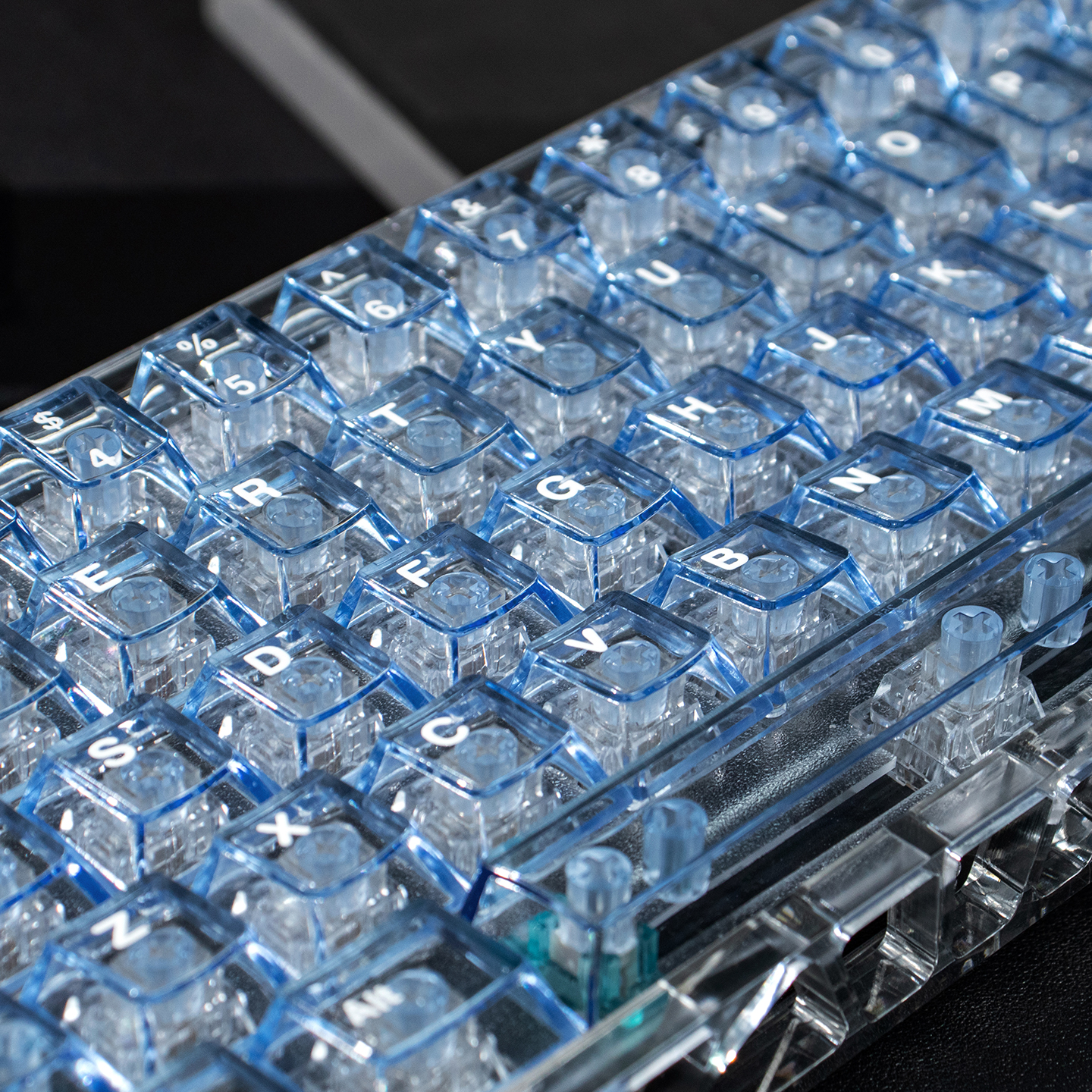Iced Blue Keycaps Crystal Transparent cherry profile RGB keycap set for ...