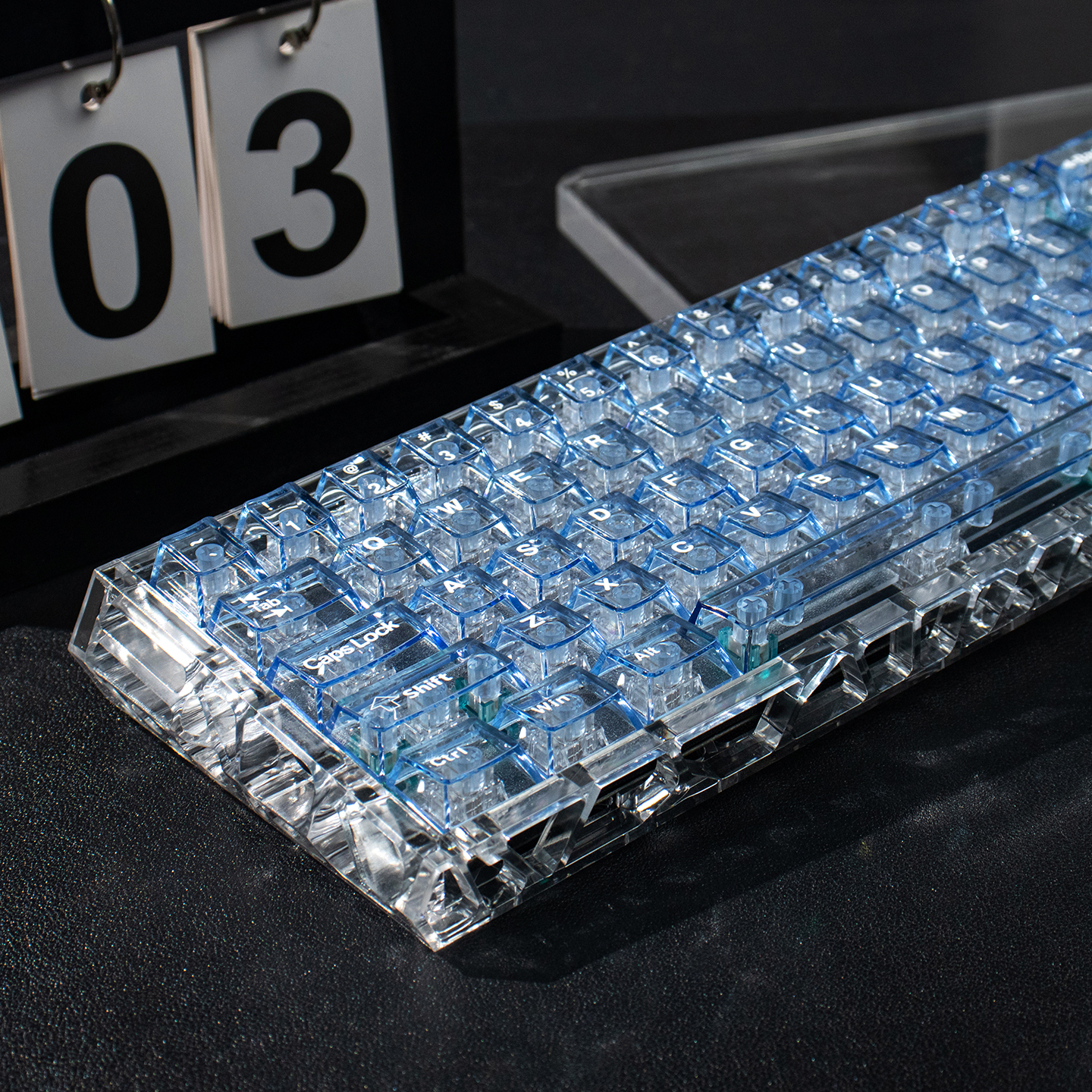 Iced Blue Keycaps Crystal Transparent cherry profile RGB keycap set for ...