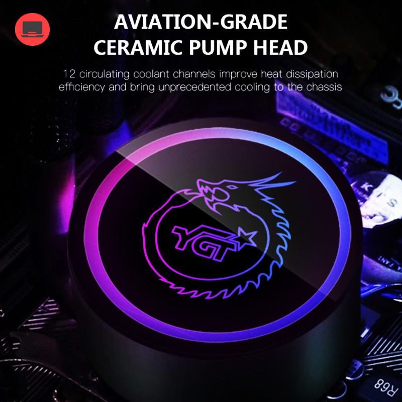 YGT ARGB Liquid Cooler 120mm 3Pin Heatsink CPU Cooling Fan Cooler For ...