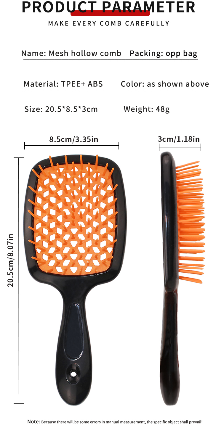 Hollow Hair Mesh Comb Abs Plastic + Nylon Comb Teeth For Women'S Home ...