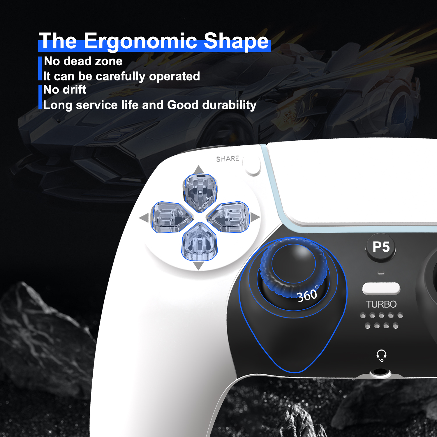 GAMINJA PS5 Wireless Bluetooth Controller With Six Axis Gyroscope Audio ...