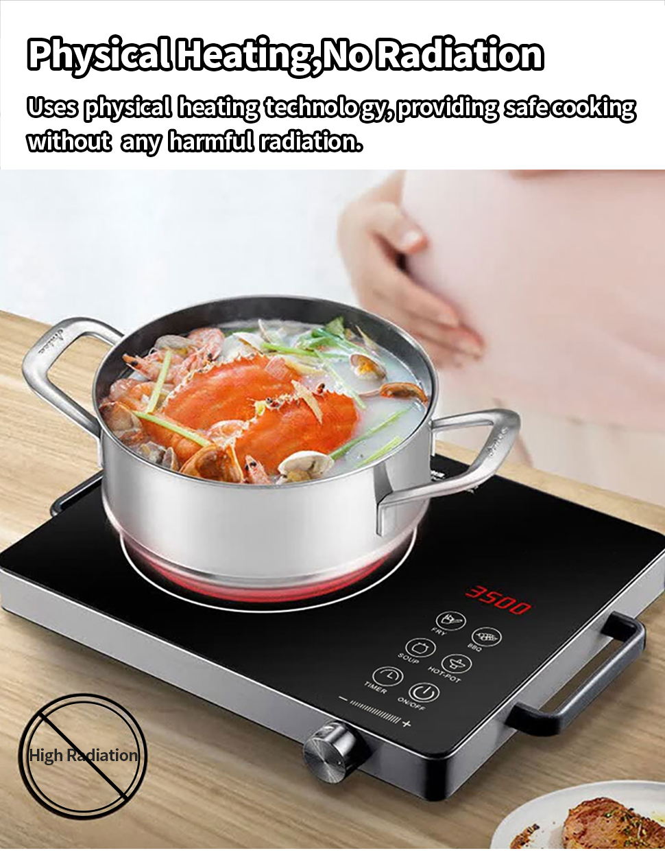 3500W | Radiation-Free | Touch and Knob Dual Controls | Compatible with ...