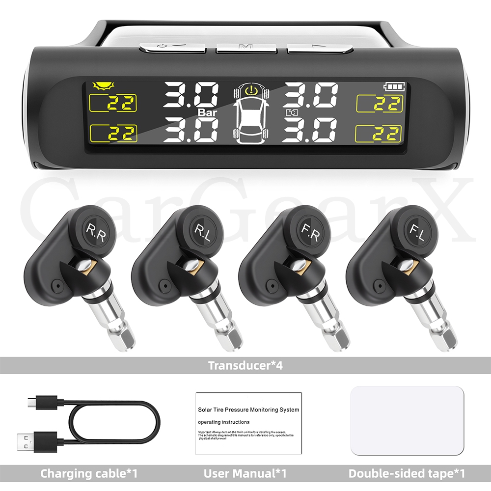 TPMS Car Tire Pressure Monitoring System TPMS Solar Charging Car Alarm ...