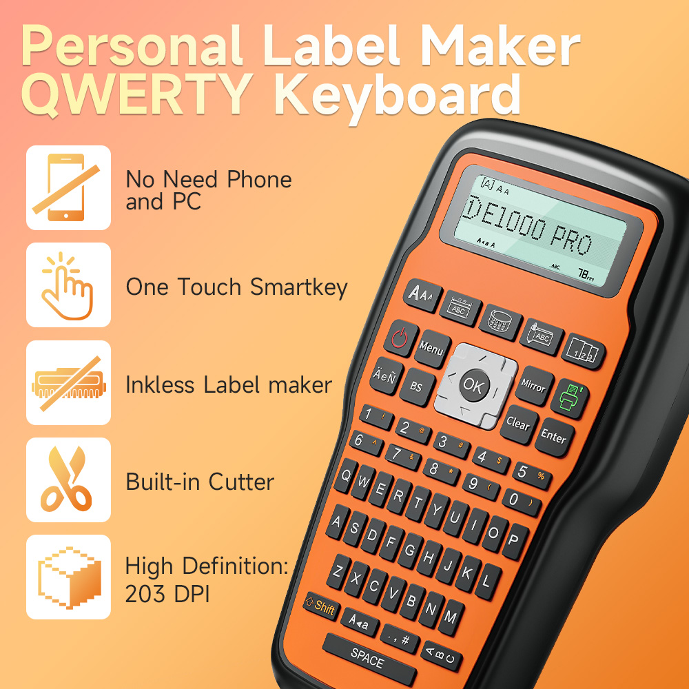 E1000 PRO Portable Label Maker Label Heat Shrink Tube Label Compatible ...