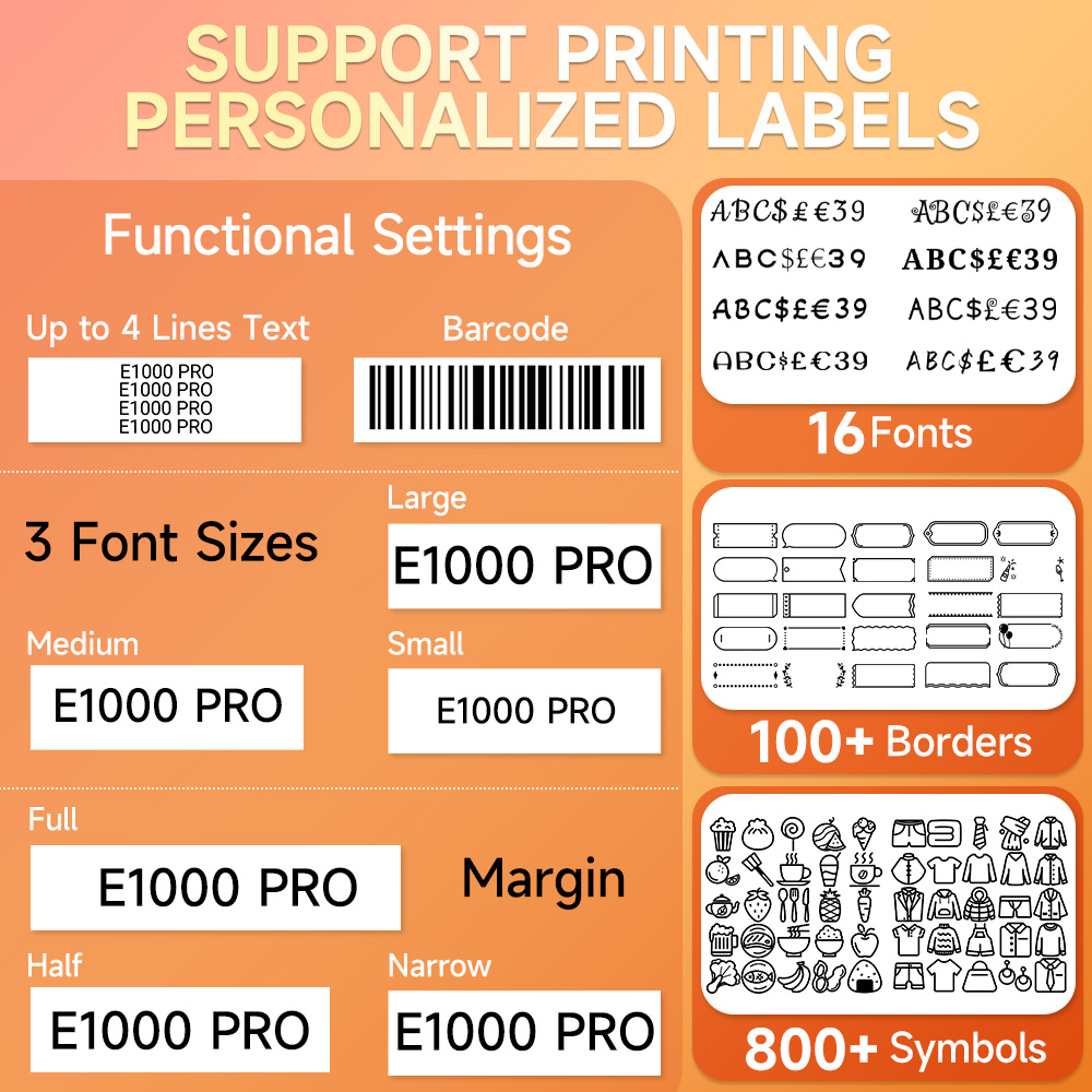 E1000 PRO Portable Label Maker Label Heat Shrink Tube Label Compatible ...