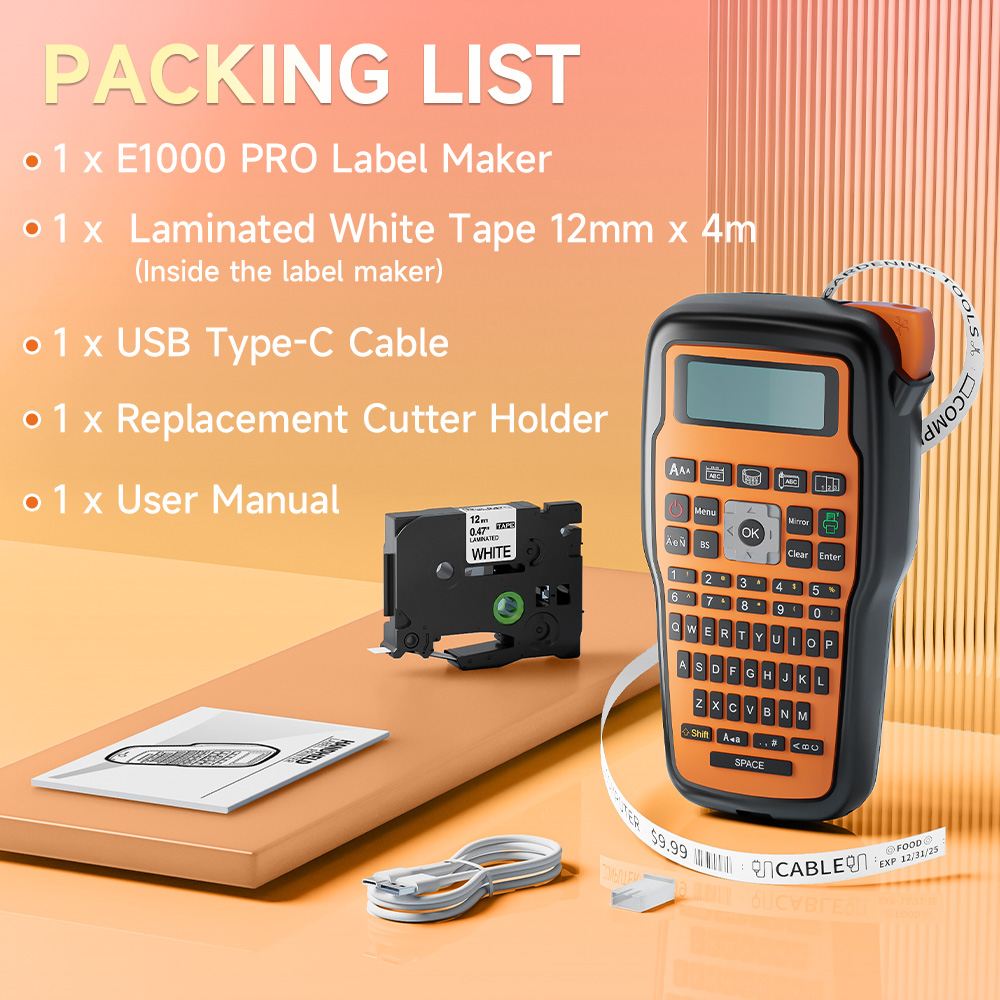E1000 PRO Portable Label Maker Label Heat Shrink Tube Label Compatible ...