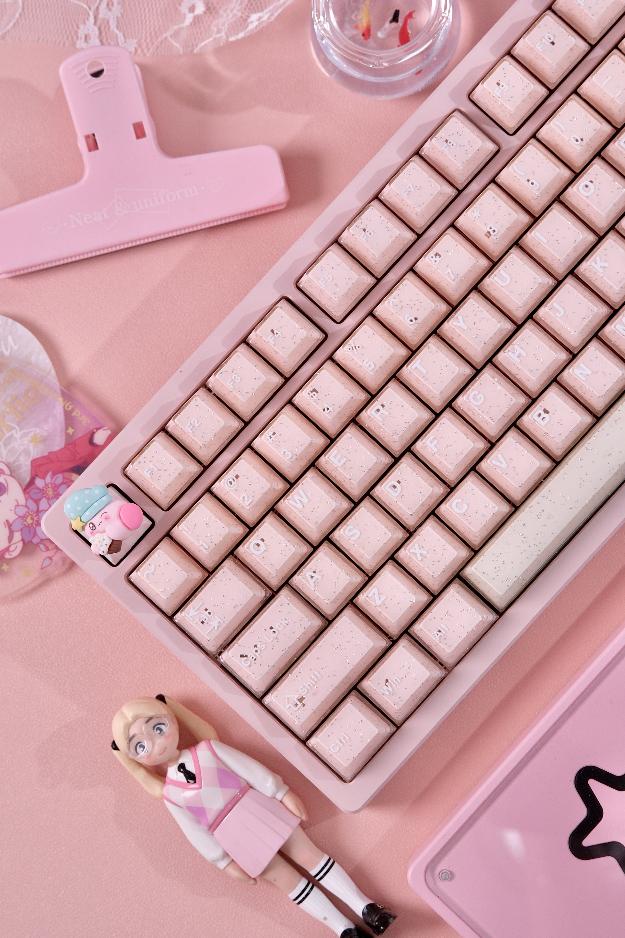Translucent glitter Keycaps 166 Key ABS+PC Material Cherry Profile For ...
