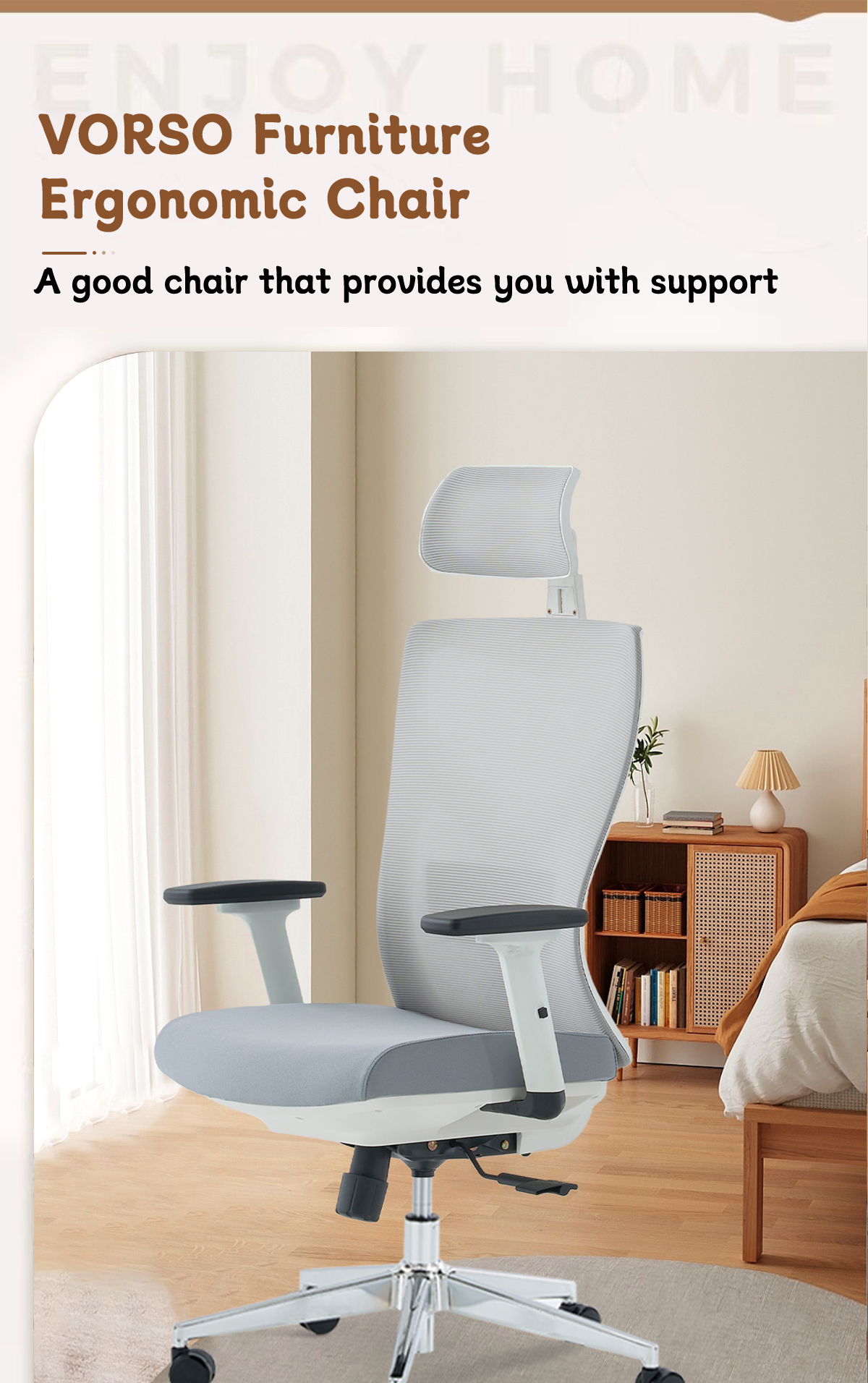 VORSO C32 Ergonomic Home Office Chair Gaming Chair Kerusi Belajar Breathable Computer Chair for ...