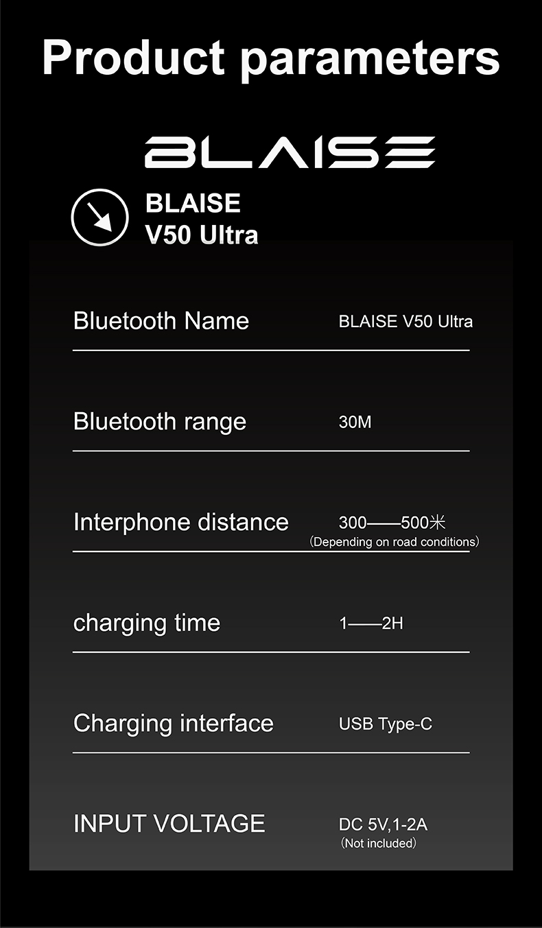 BLAISE V50 Ultra Mech 500m Intercom Headset 50 people group intercom ...