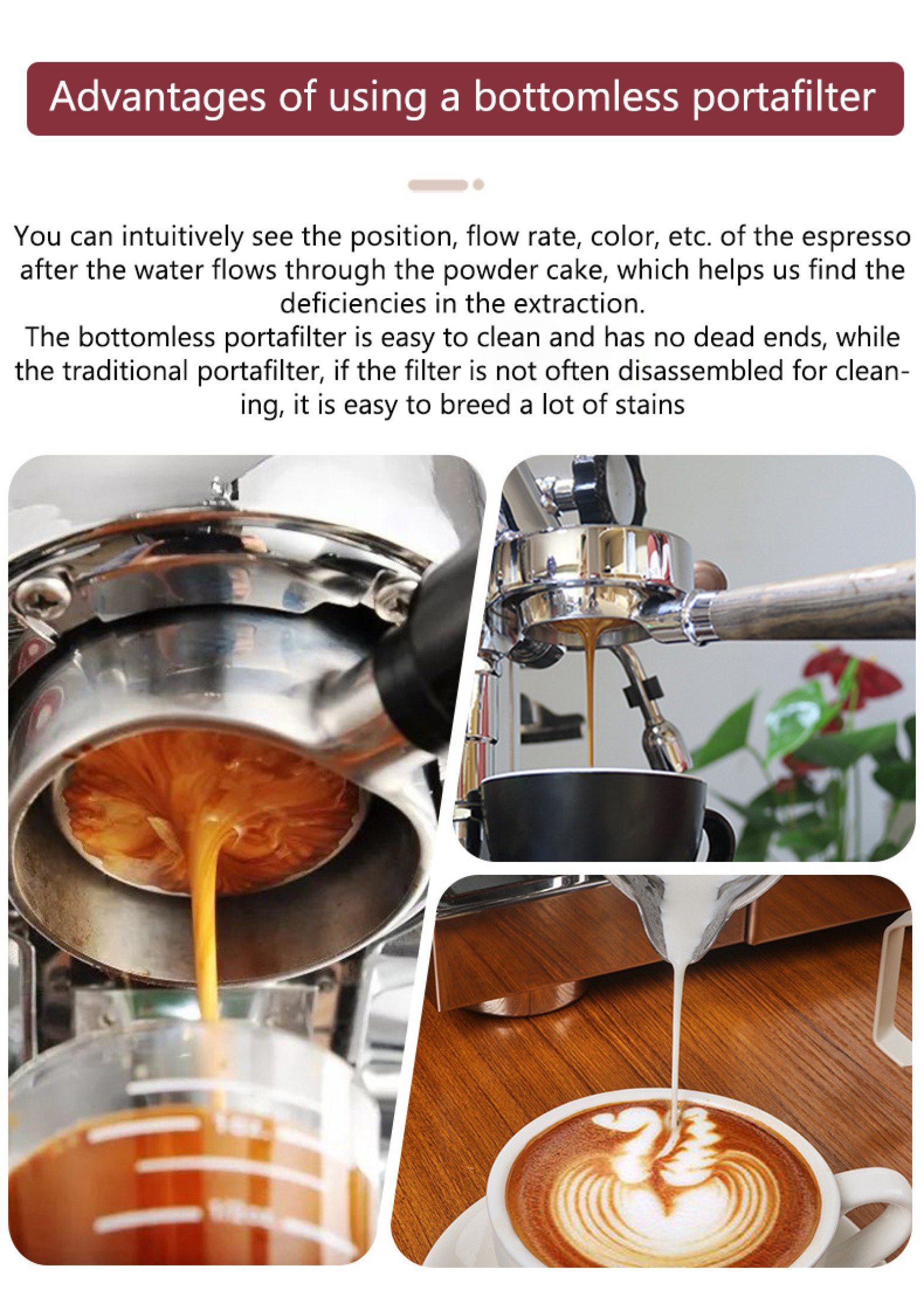 Delonghi/Breville/E61 Coffee Bottomless Portafilter Wooden Handle ...