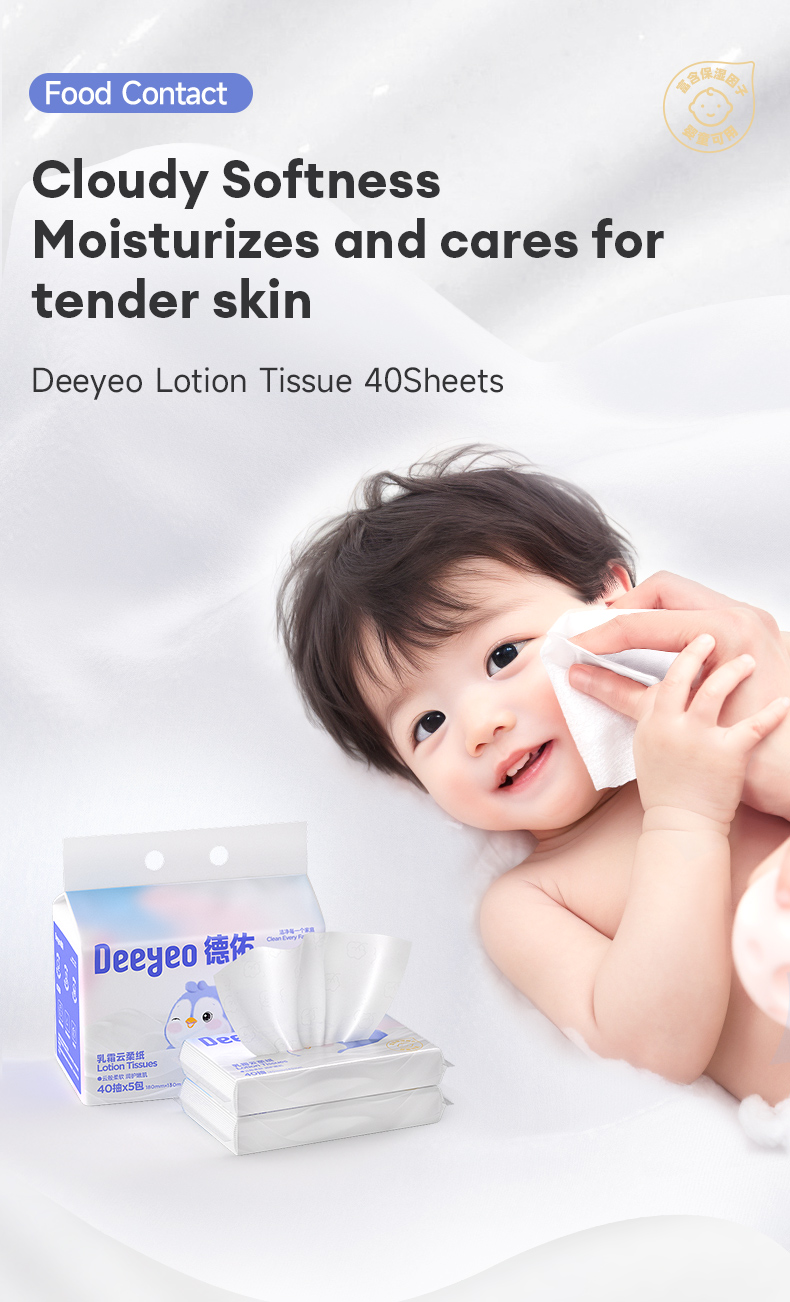 Deeyeo Baby Soft Pack 3-Ply Facial Tissue - Large (120 Pcs x 5 Packs)（40 pcs*5 Packs） | Shopee ...