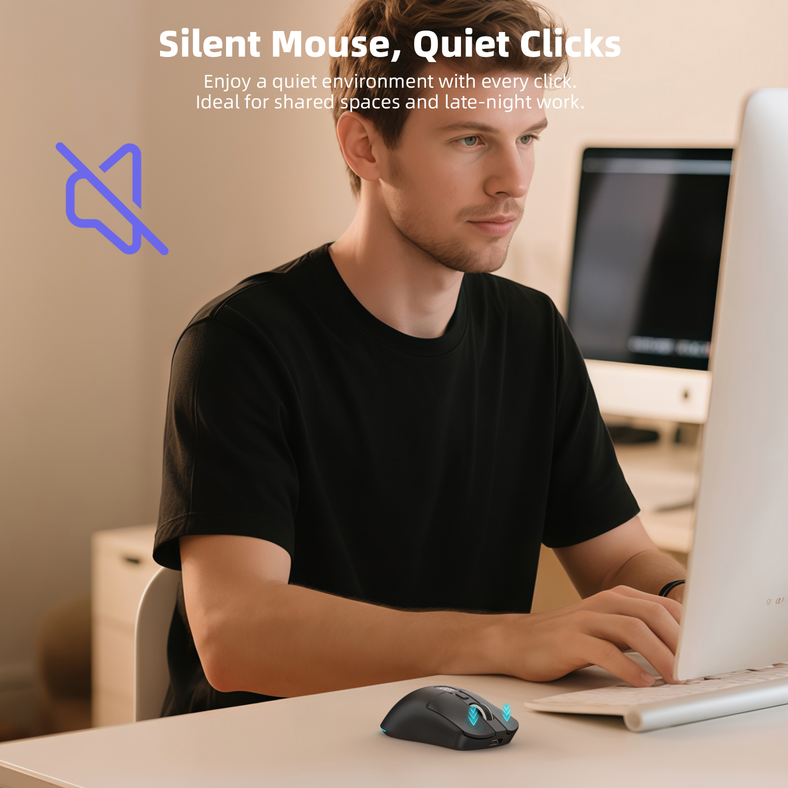 GOOJODOQ Bluetooth Mouse Wireless Wired Silent Lightweight LED 4 ...