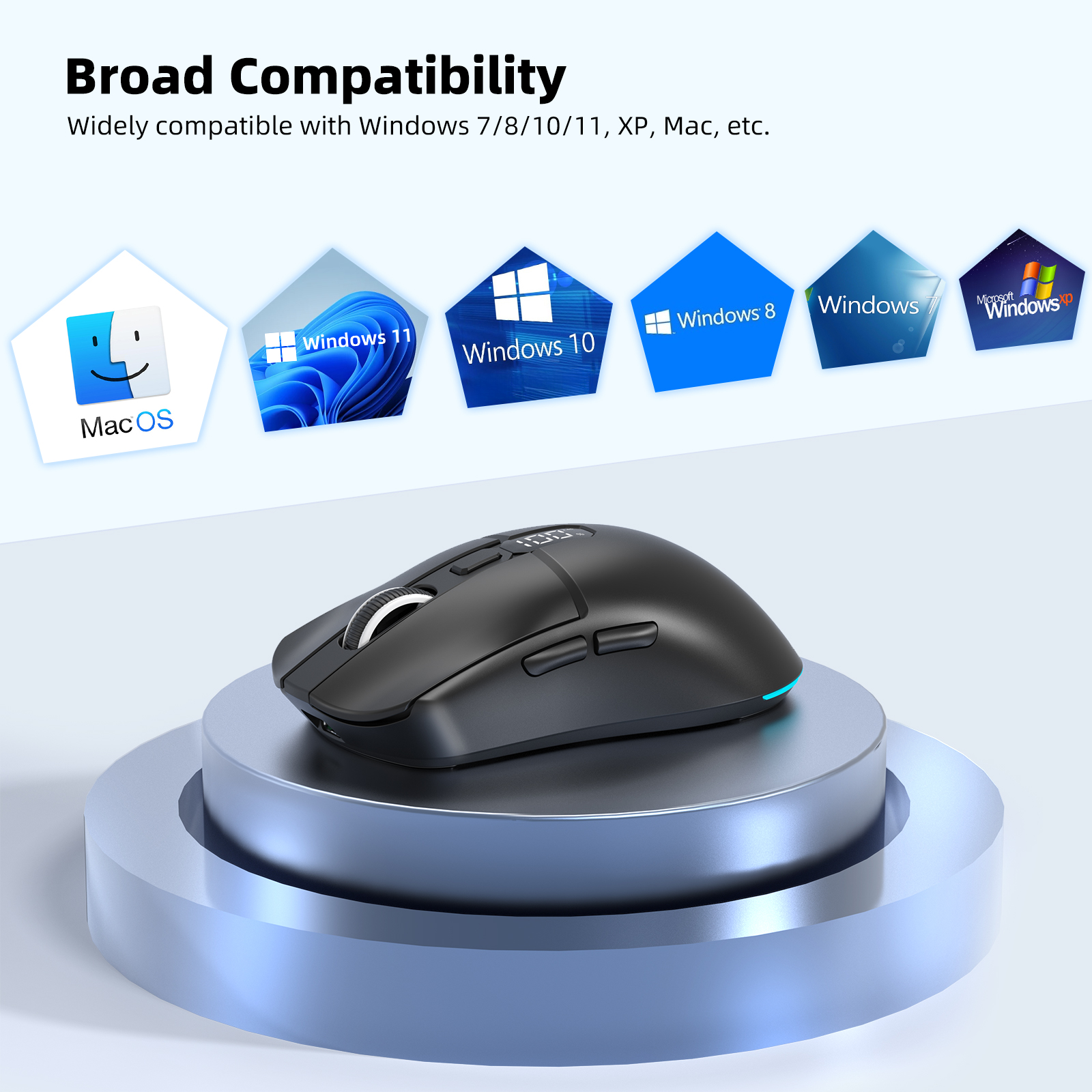 GOOJODOQ Bluetooth Mouse Wireless Wired Silent Lightweight LED 4 ...