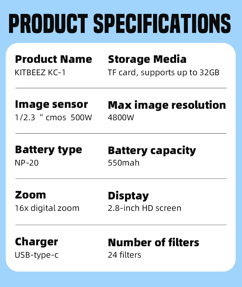 KiTBEEZ KC-1 CCD Retro Camera 48MP 16X Digital Zoom 2.7inch Anti-shake ...