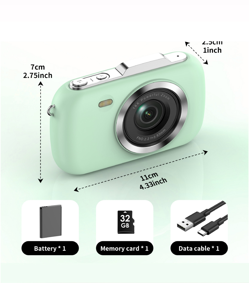 KiTBEEZ KF-3 Macaron CCD Camera 64MP Digital Camera 4K Video 18X Zoom ...