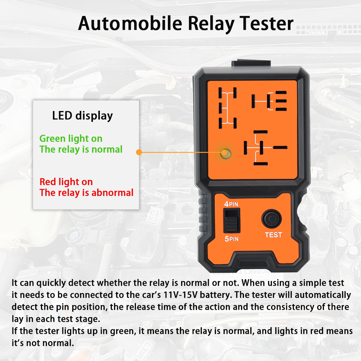 12V Vehicle Relay Tester - Robust Automotive Diagnostic Tool with ...