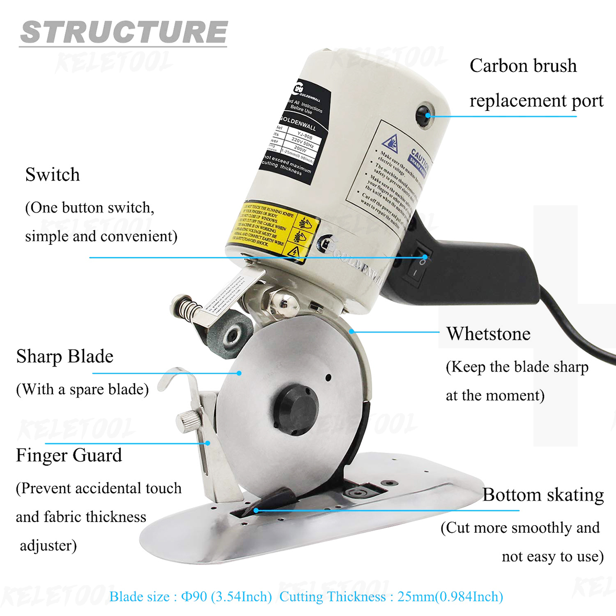 90mm Blade Electric Cloth Cutter Fabric Cutting Machine Tailor Cloth ...