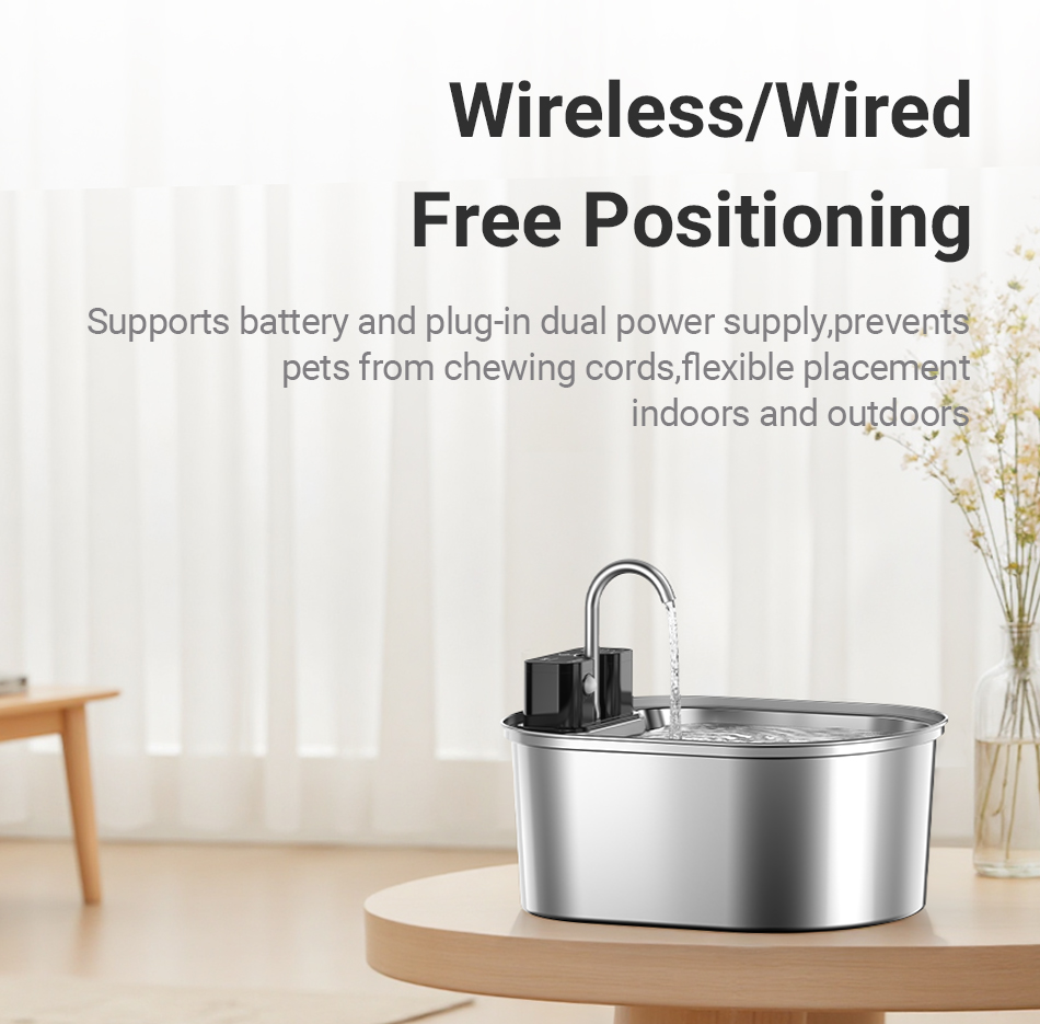 【Local stock 】ROJECO 3.2L Stainless Steel Pet Water Fountain Wireless ...