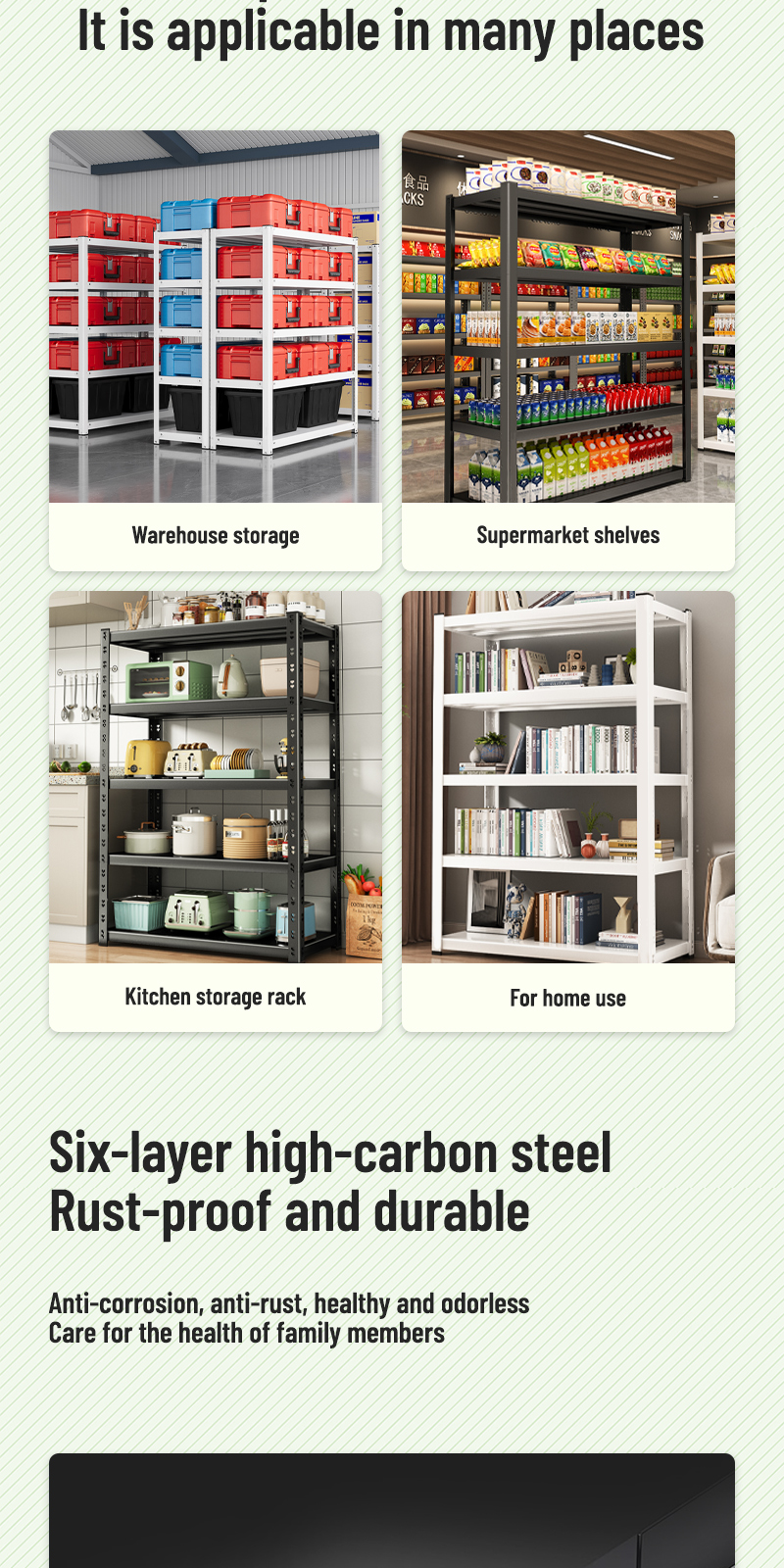 Adjustable Rak Besi Metal Boltless Rack Home kitchen Warehouse metal ...