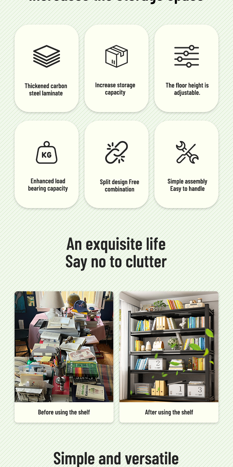 Adjustable Rak Besi Metal Boltless Rack Home kitchen Warehouse metal ...