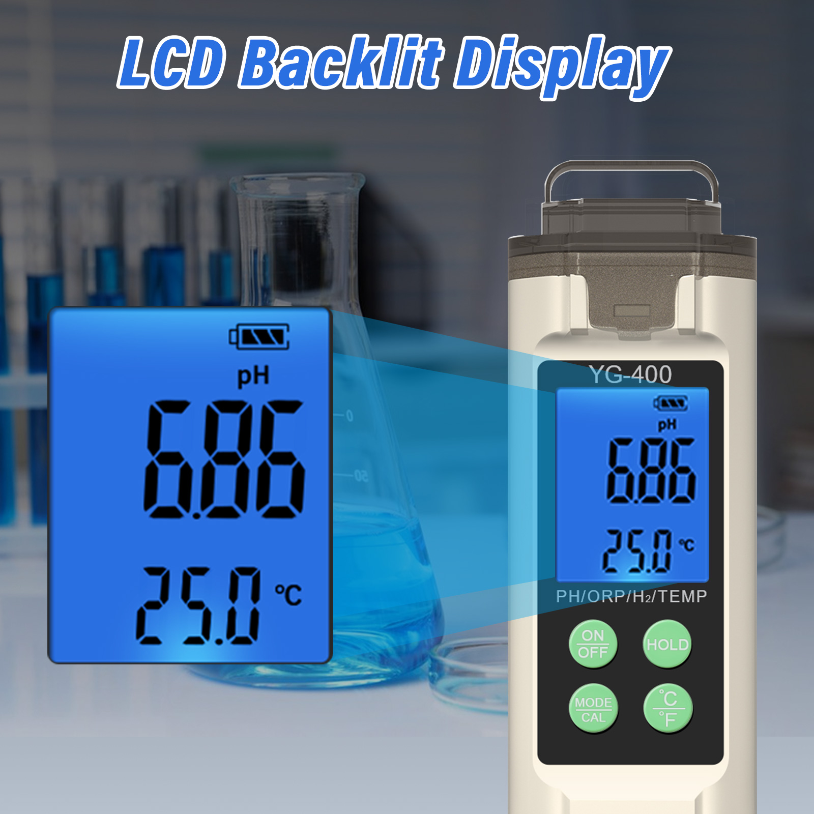 YIERYI 4 In 1 High Precision Water Meter PH/ORP/H2/Temperature Hydrogen ...