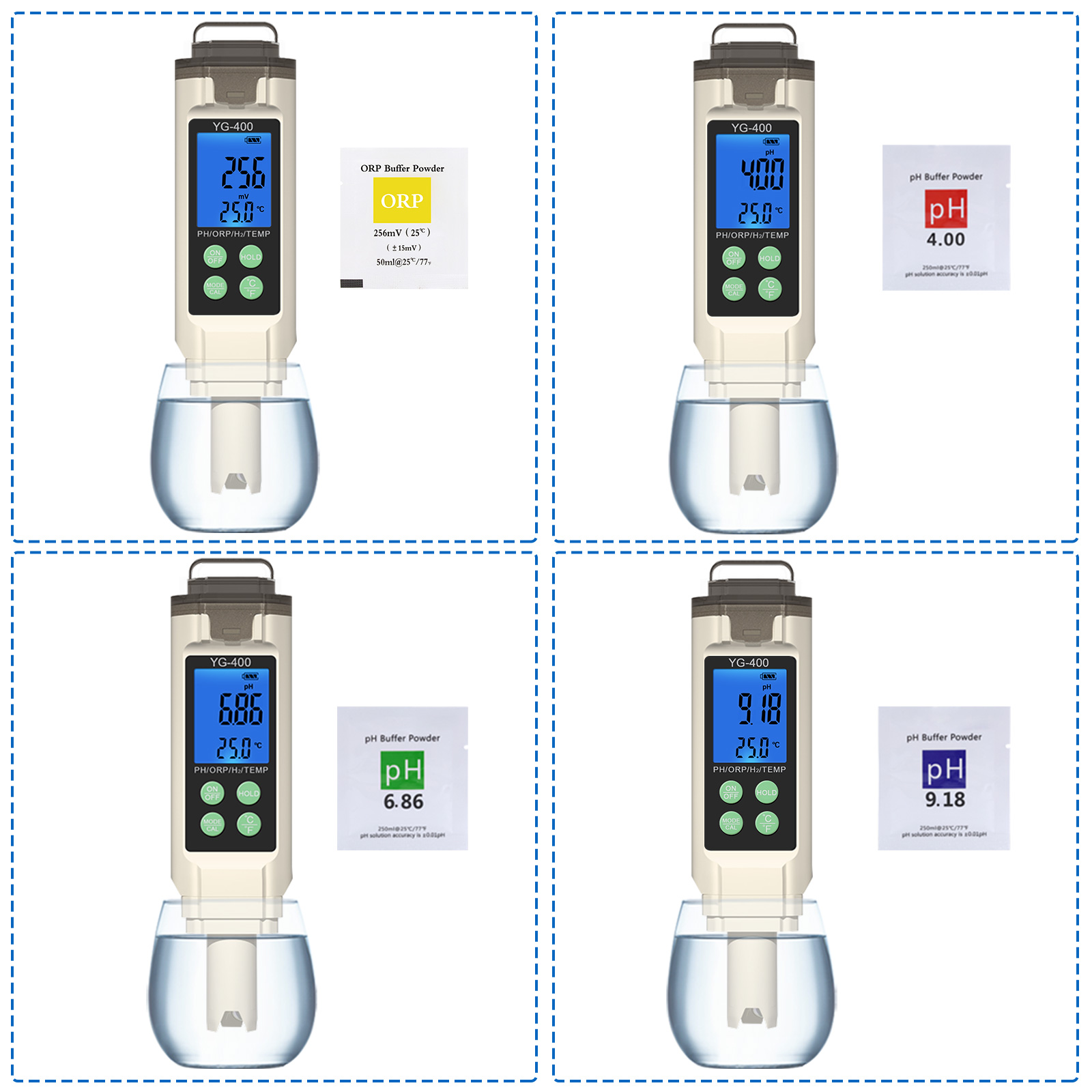 YIERYI 4 In 1 High Precision Water Meter PH/ORP/H2/Temperature Hydrogen ...