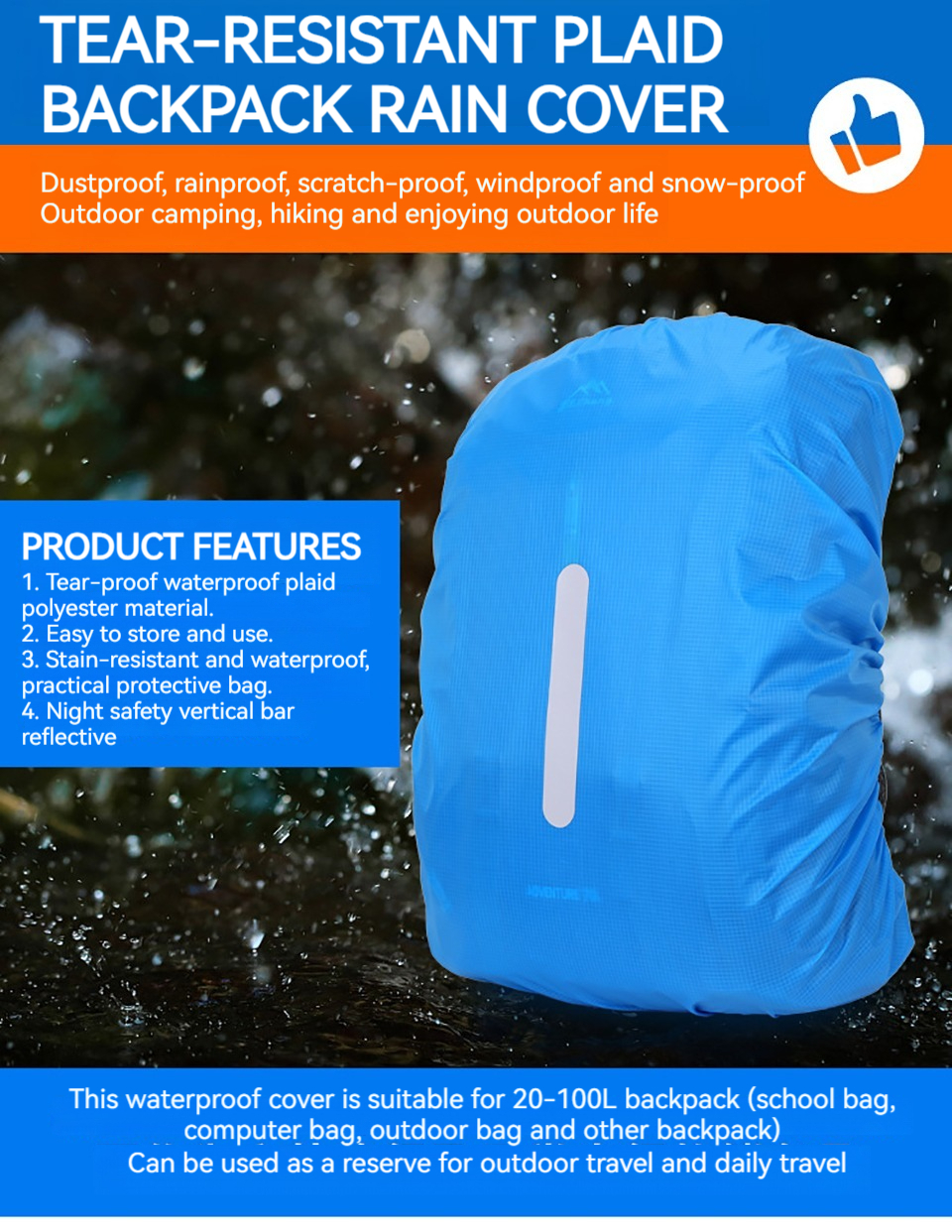 WALK FISH 20-80L Outdoor Fishing Backpack Rain Cover Lightweight ...