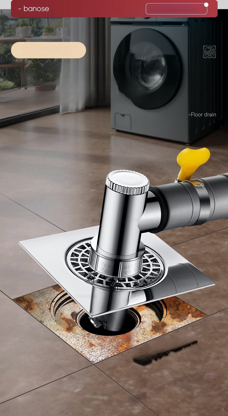 Washing machine drain floor drain, three-way joint drainage pipe anti ...