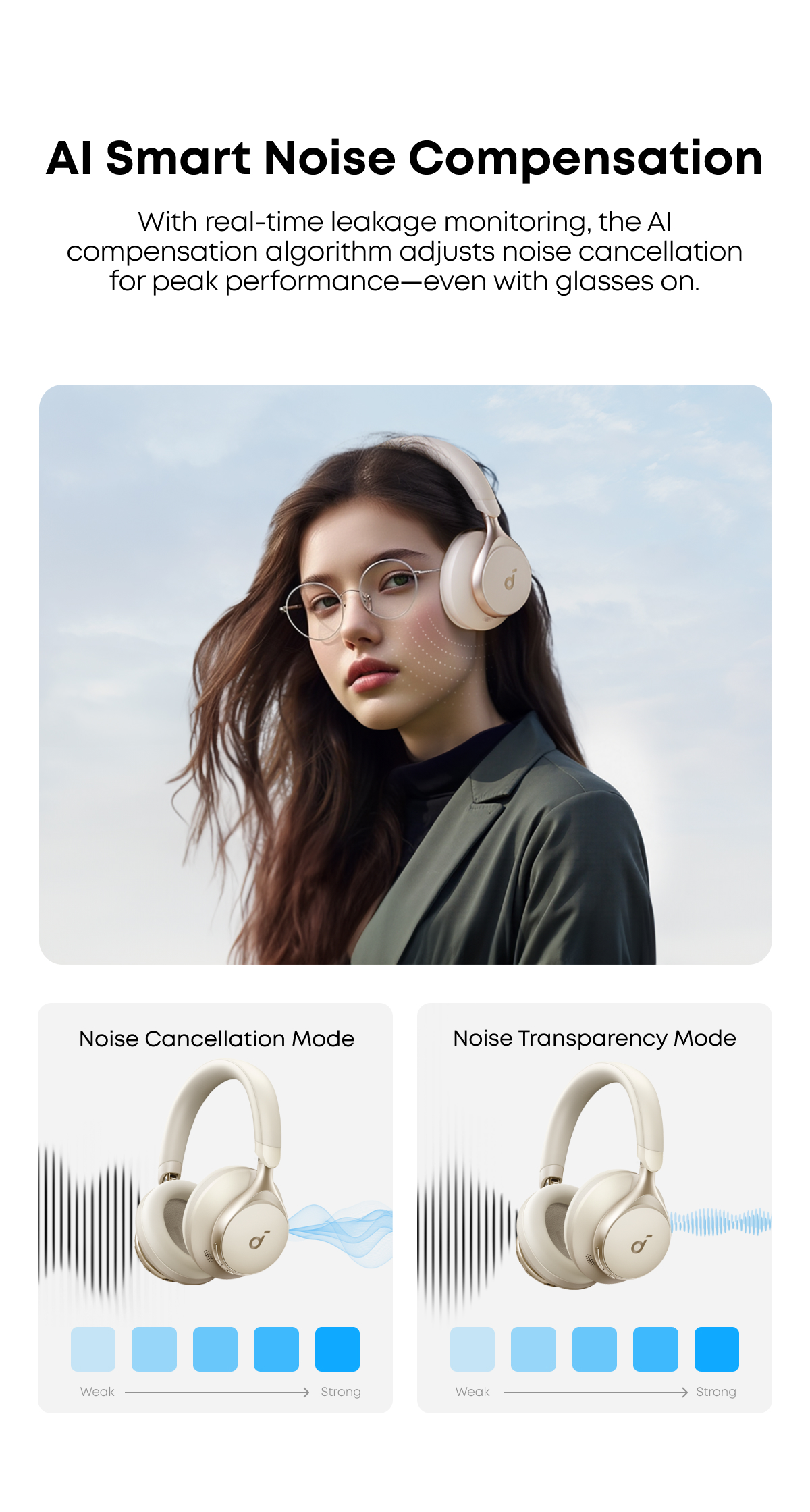 Soundcore by Anker Space One Headphones Hi-Res Sound Hybrid Active ...