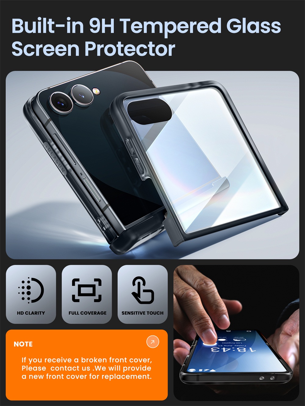 I-Blason Cosmo for Samsung Galaxy Z Flip 7 Case with Stand Tempered ...
