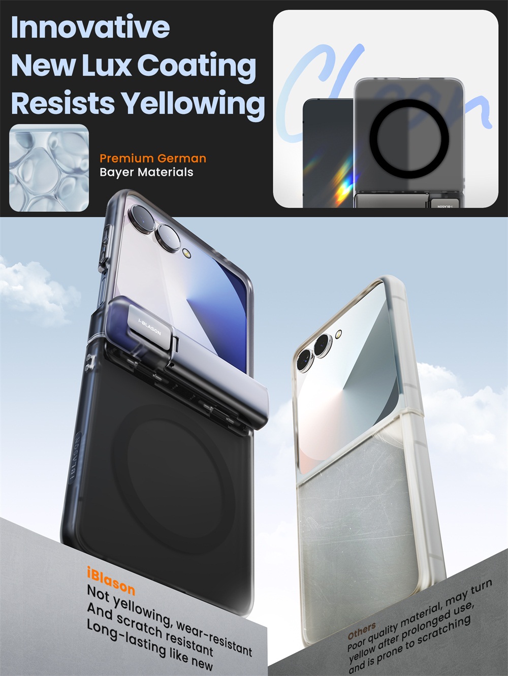 I-Blason Cosmo for Samsung Galaxy Z Flip 7 Case with Stand Tempered ...