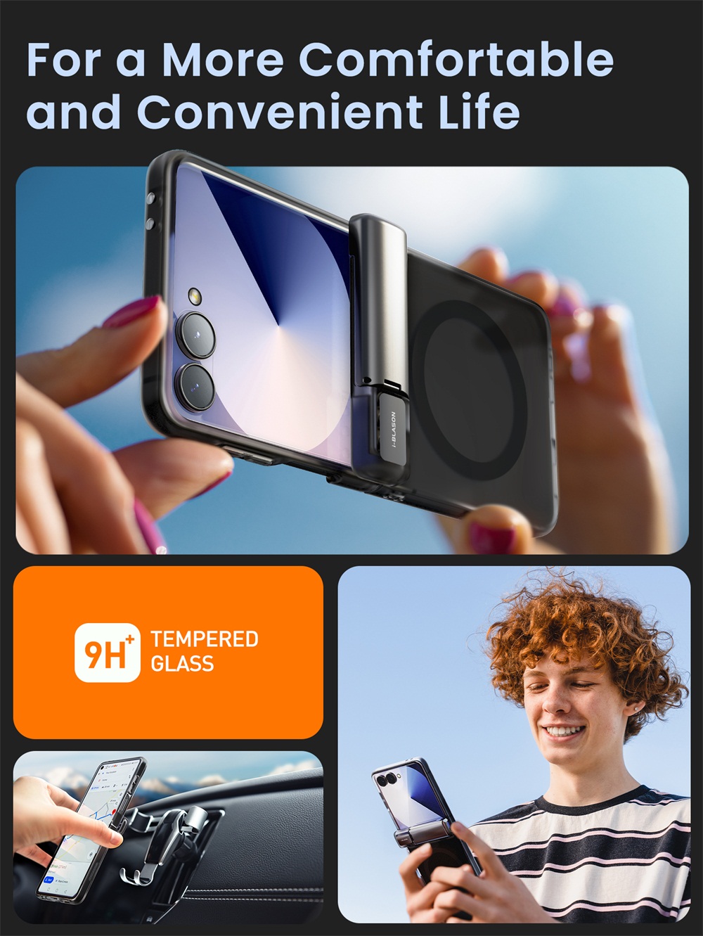 I-Blason Cosmo for Samsung Galaxy Z Flip 7 Case with Stand Tempered ...