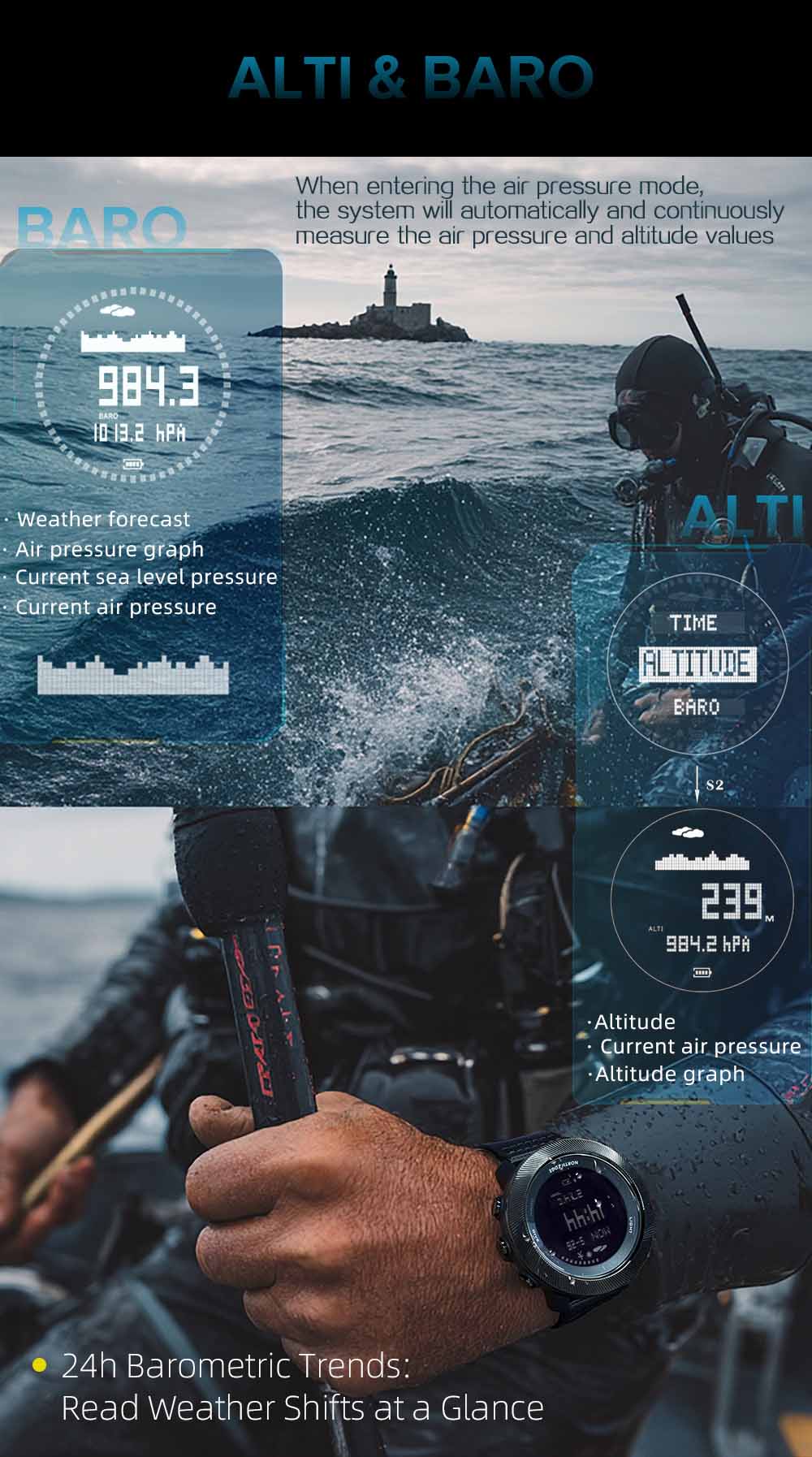 NORTH EDGE APACHE-D Original Professional Diving Computer Watch ...