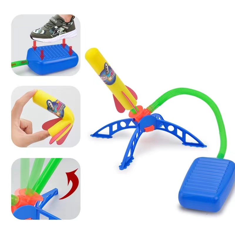 Kids Flying Rocket Launcher Toy - Adjustable Foot-Activated Outdoor ...