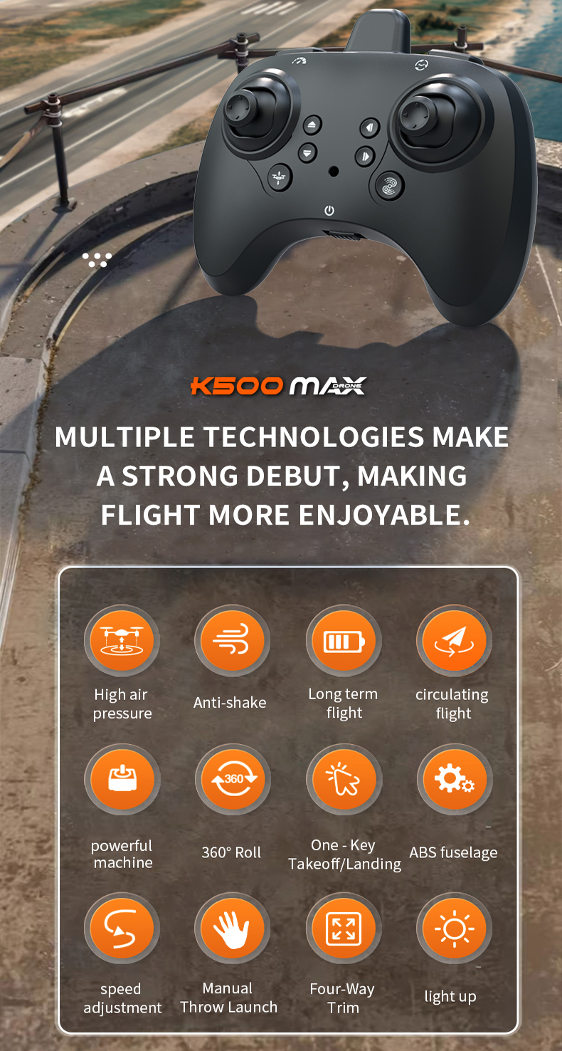 NEW K500Max Fighter Jet Quadcopter Drone Stunt Light RC Airplane Four ...
