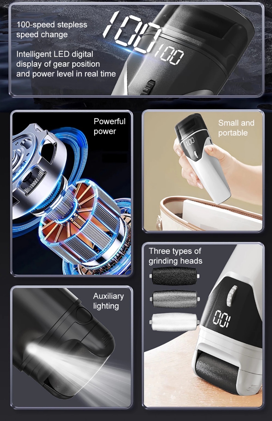 3in1 Electric Portable Callus Remover Rechargeable Foot File Machine ...