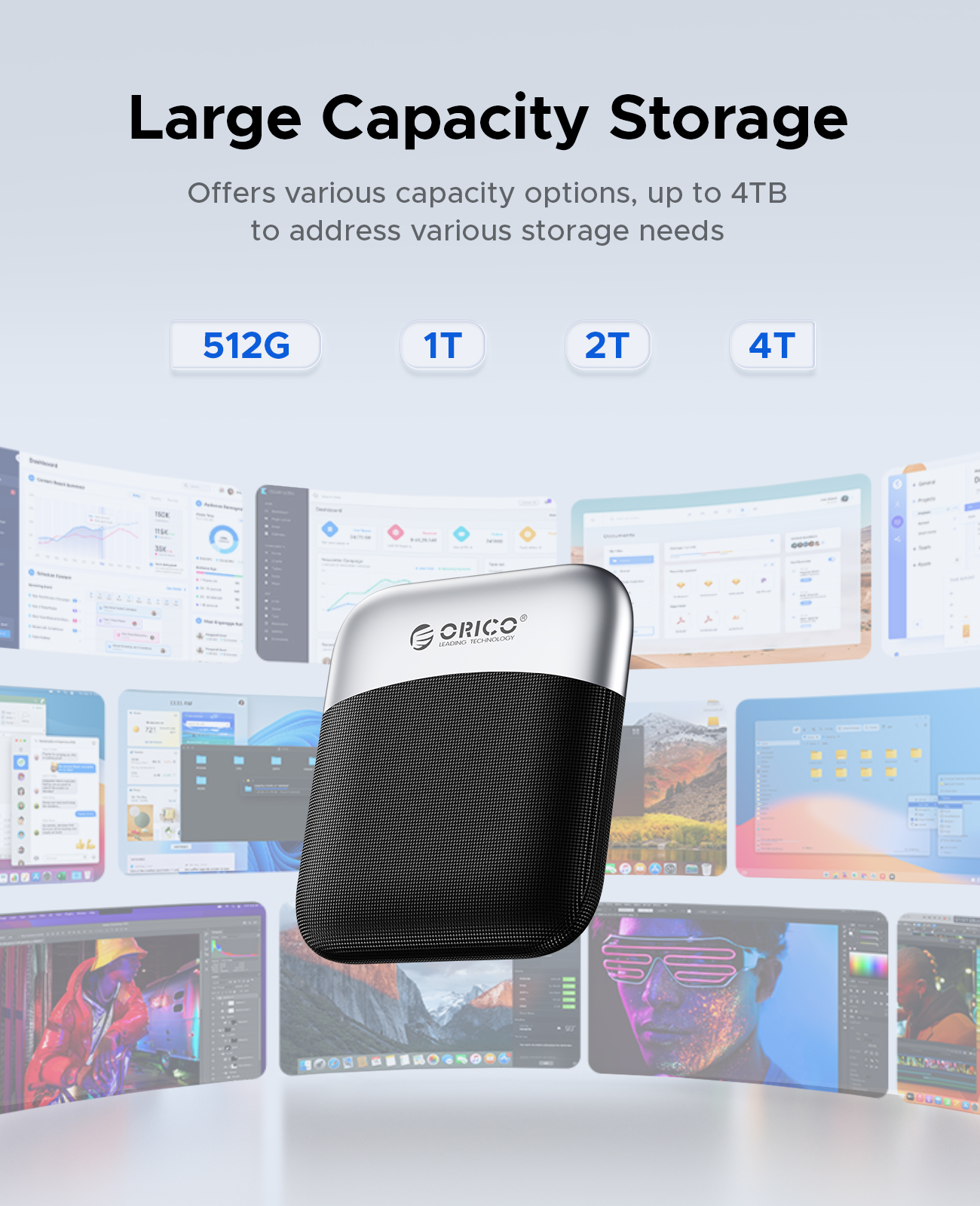 ORICO 512GB 1TB External SSD USB3.1 500MB/s Portable External hard drive (M5plus) | Shopee Malaysia