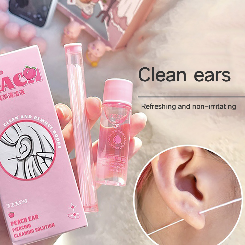 Peach Ear Piercing Cleaning Solution piercing aftercare- 60-Piece Ear ...